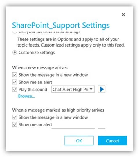 Setting notification options for Persistent Chat in Skype for Business ...