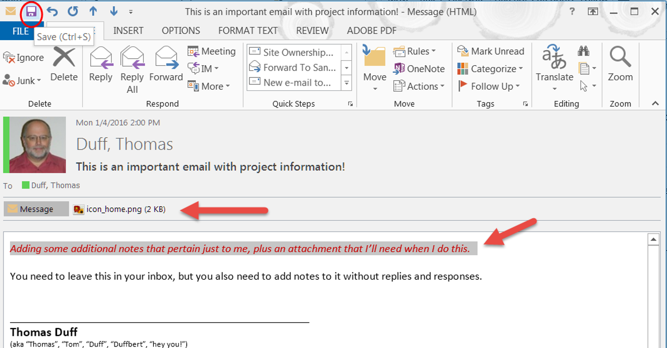 Editing an email to add your own notes – One Minute Office Magic