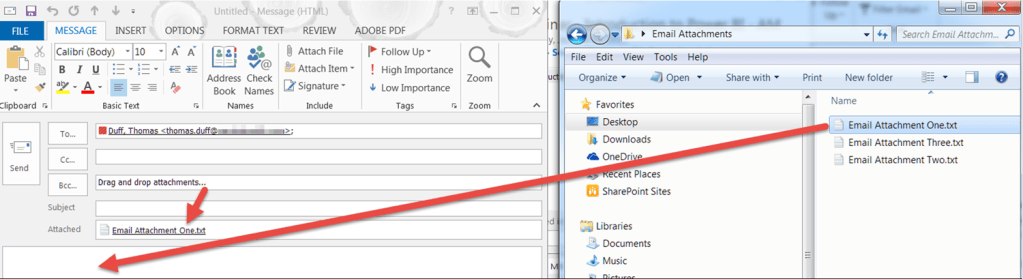 Dragging and dropping attachments to an Outlook email – One Minute ...