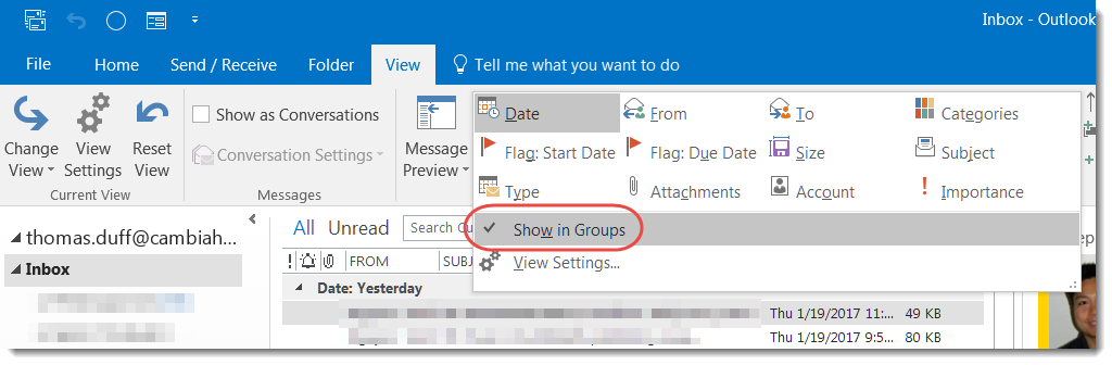 Show In Groups in your Outlook Inbox – One Minute Office Magic