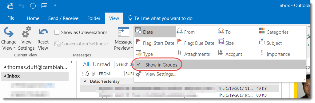 Show In Groups in your Outlook Inbox – One Minute Office Magic