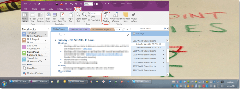 Opening new windows in OneNote – One Minute Office Magic