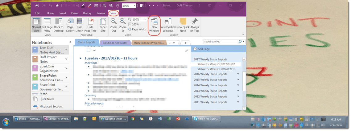 Opening new windows in OneNote – One Minute Office Magic