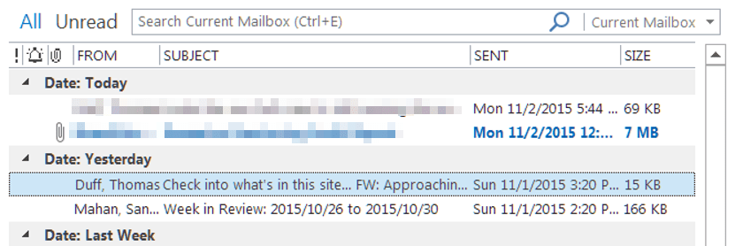 Looking at your Outlook Inbox in different ways – One Minute Office Magic