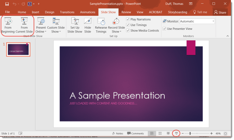 Using the electronic laser pointer in PowerPoint – One Minute Office Magic