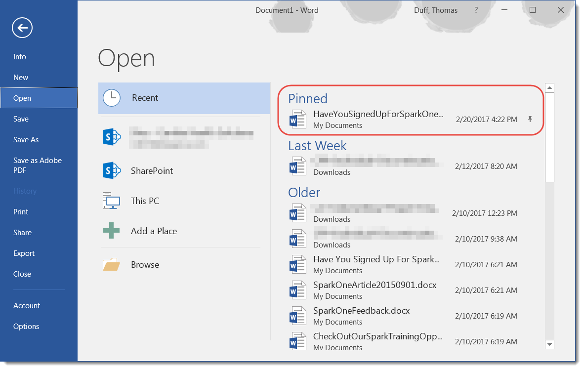 Managing your Recent Files list in Microsoft Office programs – One ...
