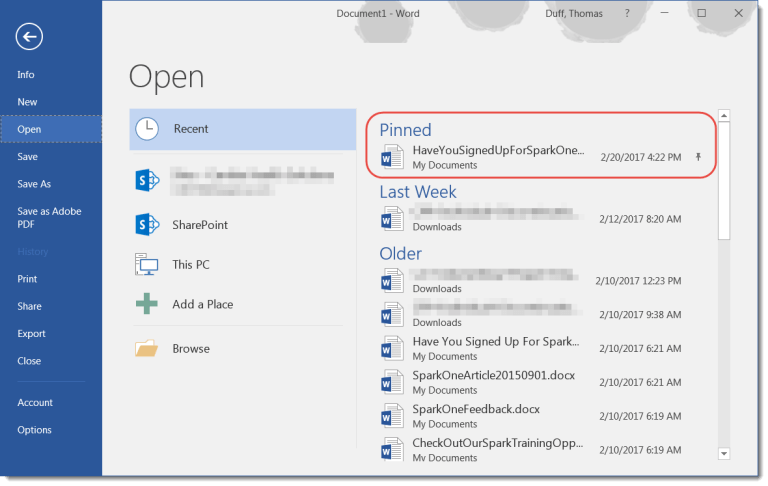 Managing your Recent Files list in Microsoft Office programs – One ...