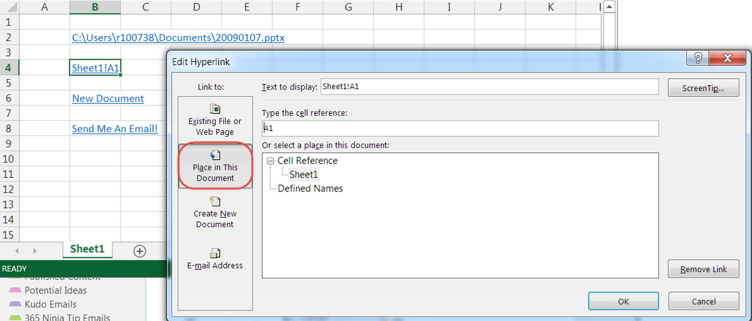 Excel Hyperlinks… more than just web addresses – One Minute Office Magic