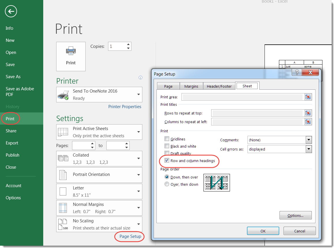 Printing the row letters and column numbers on an Excel spreadsheet ...