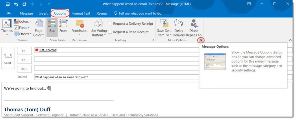 Expiring mail in Outlook – One Minute Office Magic