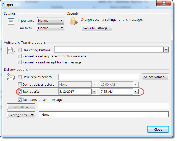 Expiring mail in Outlook – One Minute Office Magic