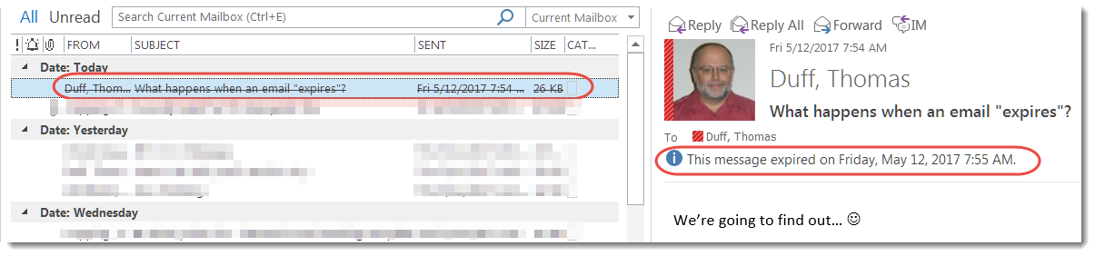 Expiring mail in Outlook – One Minute Office Magic