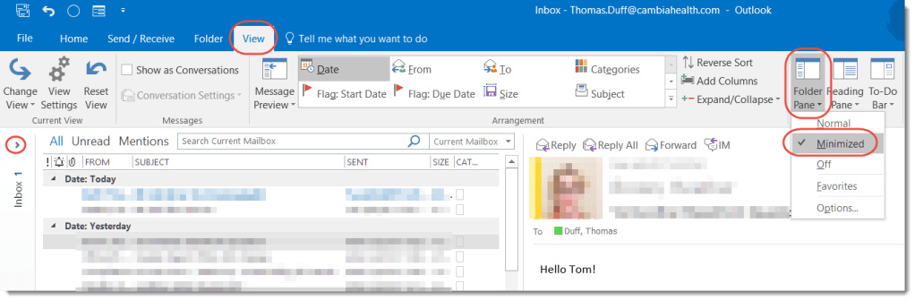 Adding Favorites to a minimized Outlook Folder Pane – One Minute Office ...