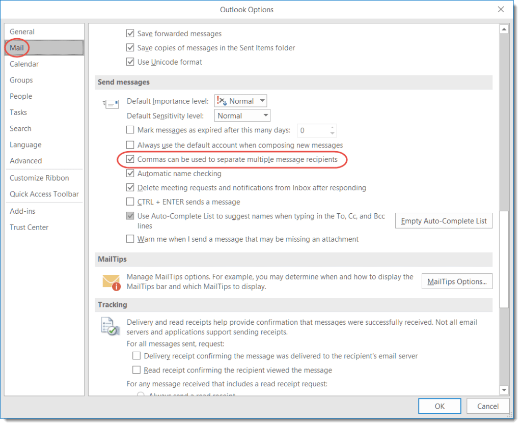 Separating email addresses in Outlook using commas – One Minute Office ...