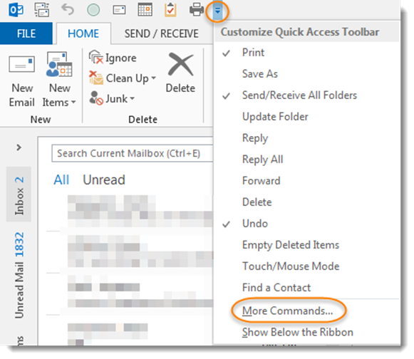 Outlook – Quick Access Toolbar – One Minute Office Magic