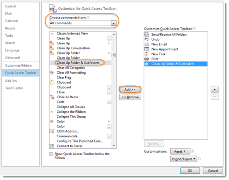 Outlook – Quick Access Toolbar – One Minute Office Magic