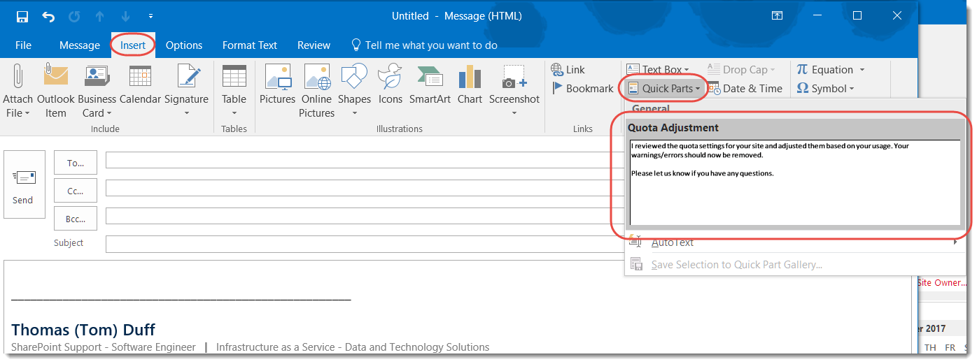 Using AutoText in Outlook Quick Parts – One Minute Office Magic