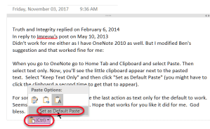 Setting the Default Paste option in OneNote – One Minute Office Magic