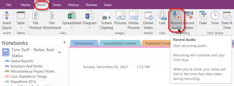 Audio recording in OneNote – One Minute Office Magic