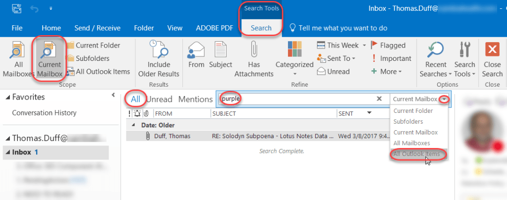 Finding folder names in Outlook search – One Minute Office Magic