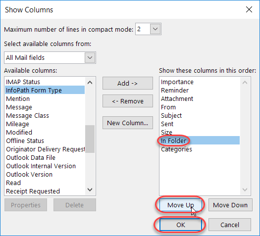 Adding an In Folder column to your Outlook Inbox – One Minute Office Magic