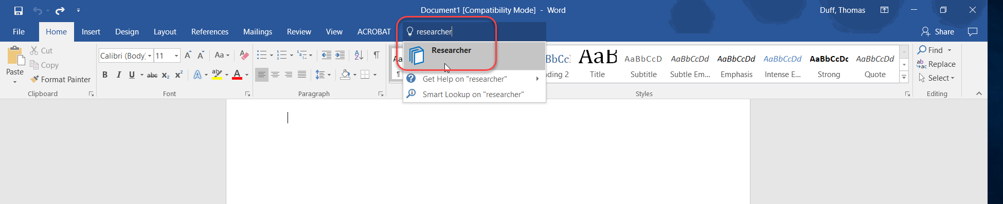 Making research easier in Word with Researcher – One Minute Office Magic