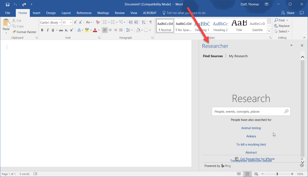 Making research easier in Word with Researcher – One Minute Office Magic