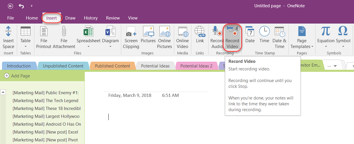 Making quick video recordings in OneNote – One Minute Office Magic