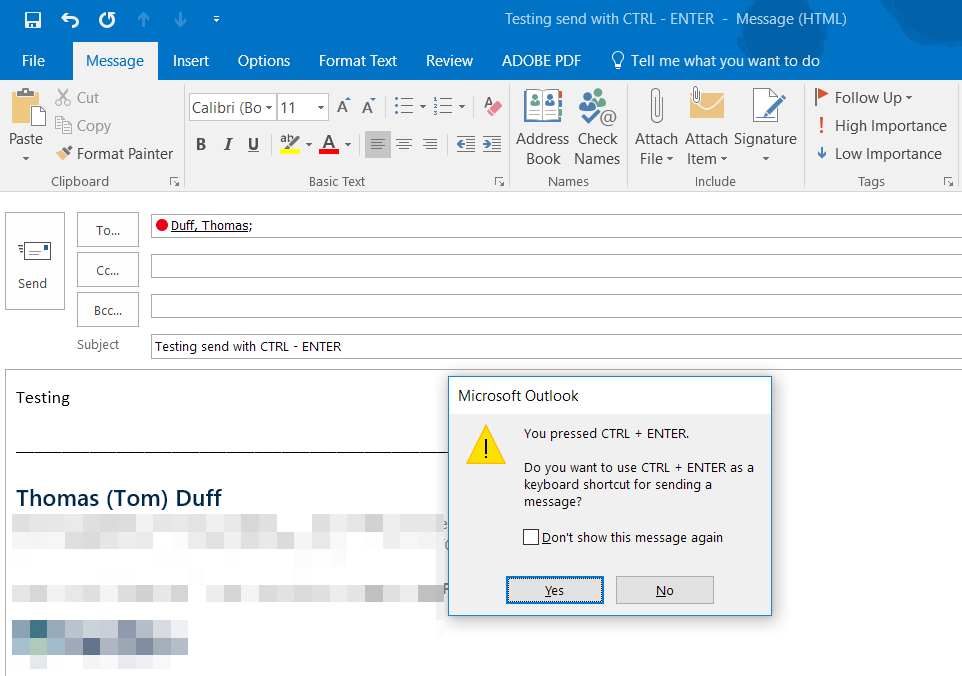 Sending an Outlook email with CTRL + ENTER keyboard shortcut – One ...