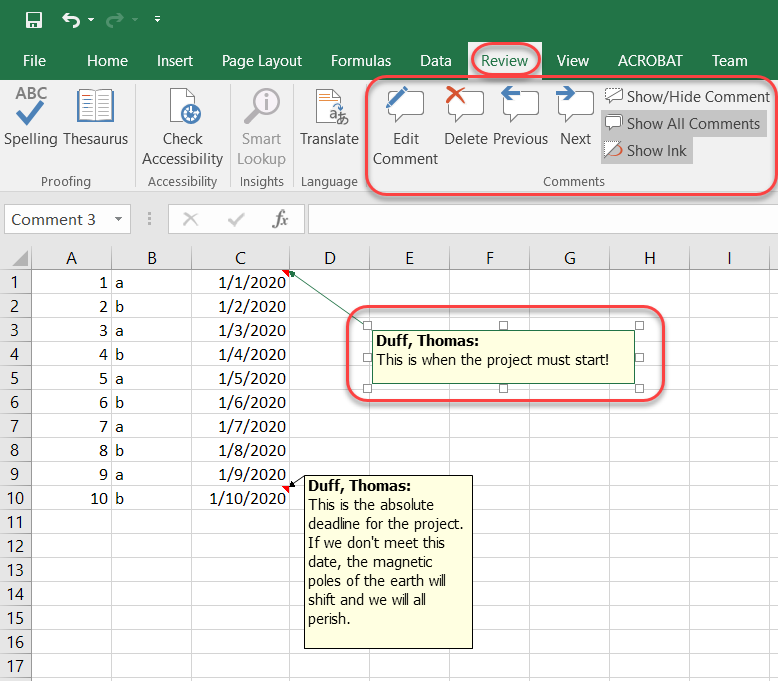 Adding comments in your Excel spreadsheet – One Minute Office Magic