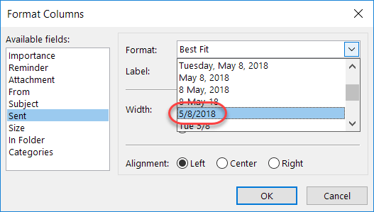Changing the date format in your Outlook Inbox – One Minute Office Magic