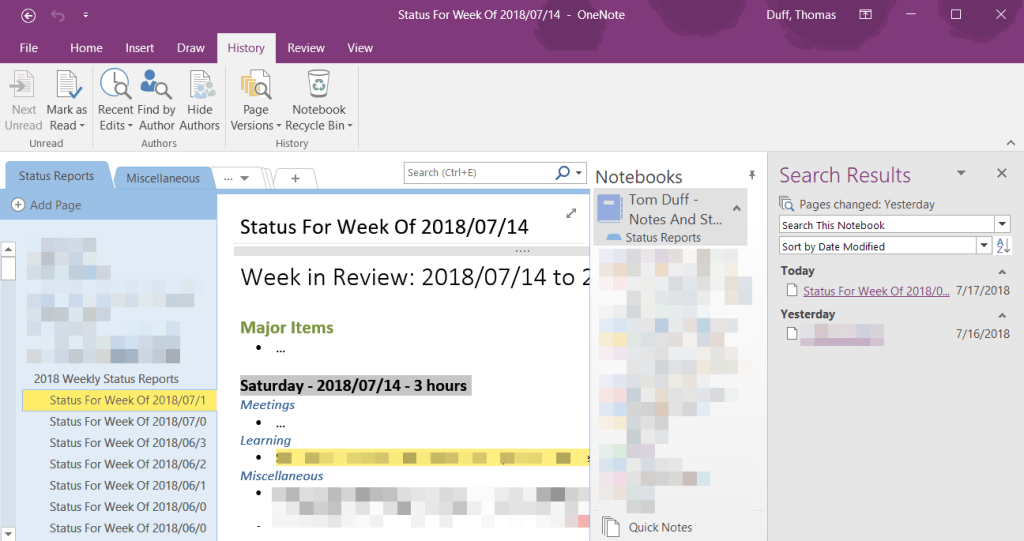 Viewing your recent edits in OneNote – One Minute Office Magic