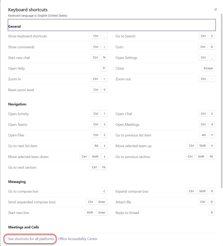 Finding the keyboard shortcuts for Microsoft Teams – One Minute Office ...