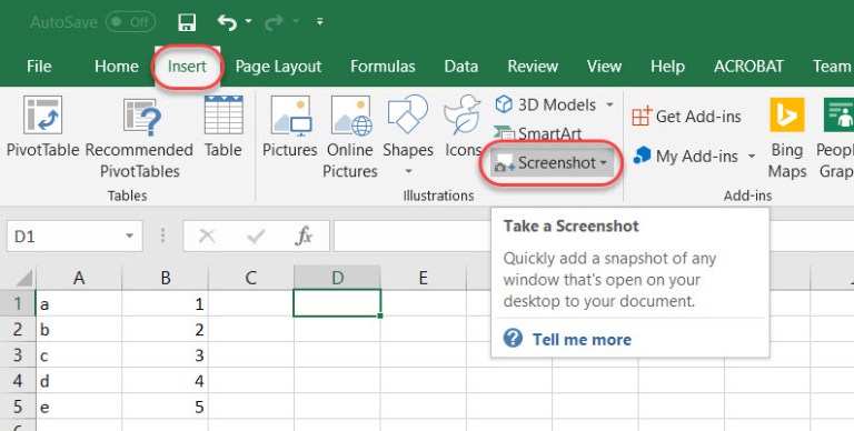 Using the Screenshot feature in Excel – One Minute Office Magic