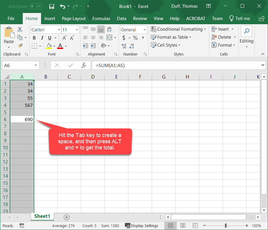Running a “paper tape” in Excel – One Minute Office Magic