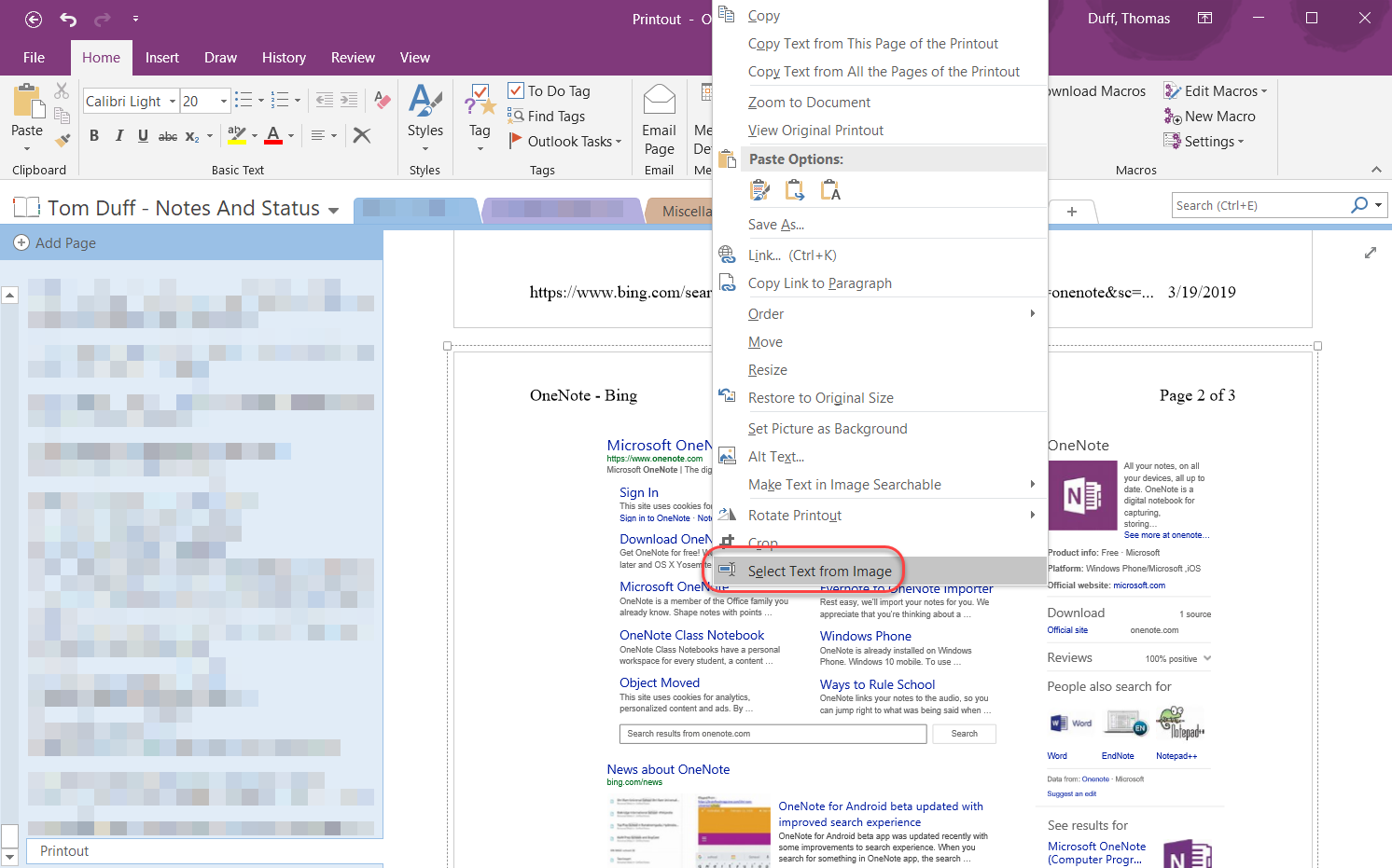 Printing content to OneNote – One Minute Office Magic