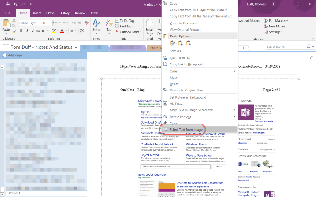 Printing content to OneNote – One Minute Office Magic