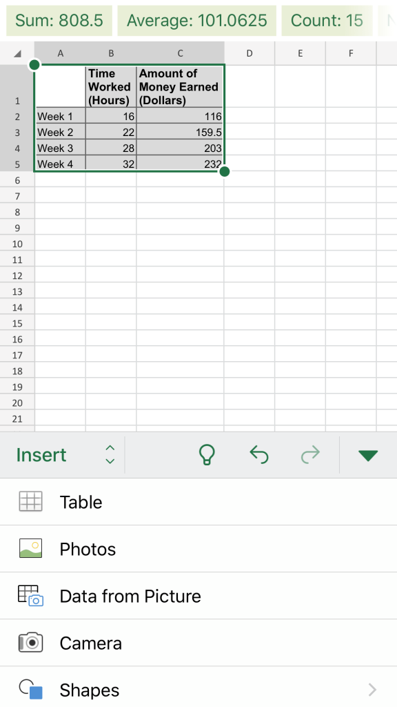 Using the Data In Picture feature in the Excel mobile app – One Minute ...