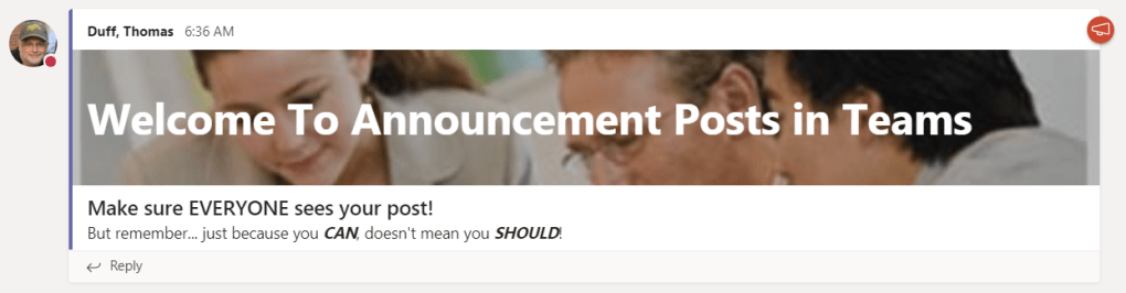 Using the Announcement post in Teams – One Minute Office Magic