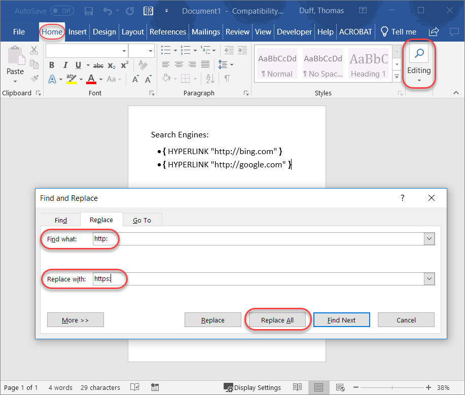 Updating hyperlinks in a Word document – One Minute Office Magic