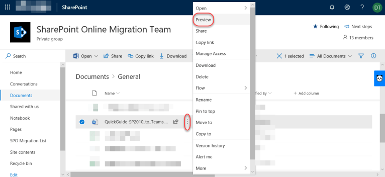 Using the Preview feature in SharePoint Online document libraries – One ...