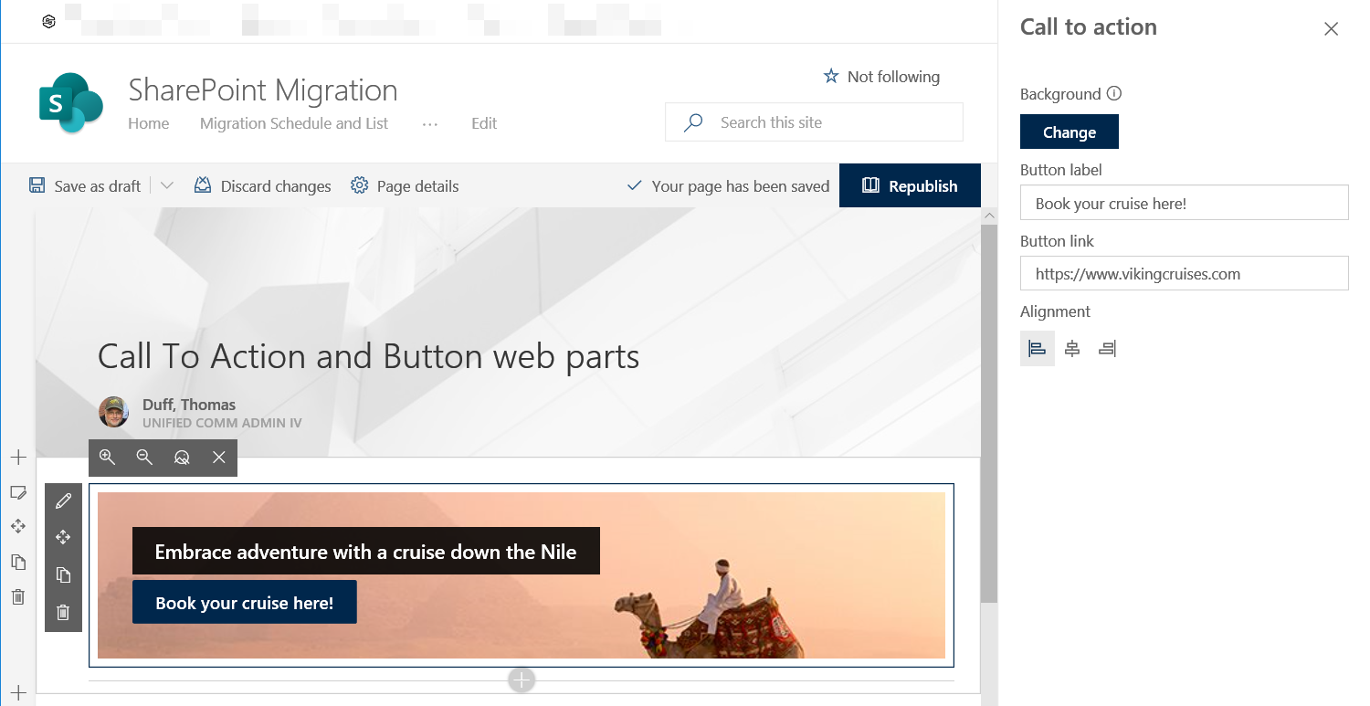 Button and Call To Action web parts on SharePoint Online pages – One ...