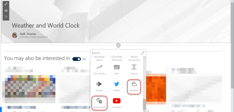 Weather and World Clock web parts on SharePoint Online pages – One ...