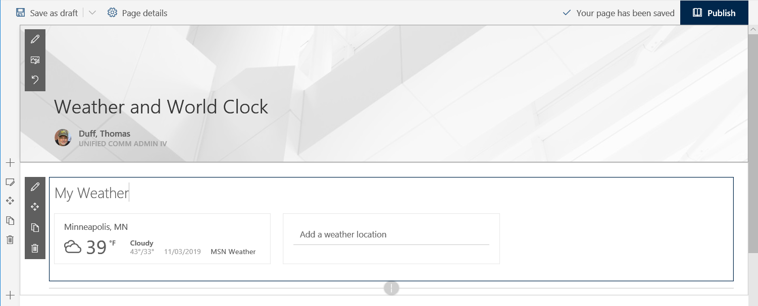 Weather and World Clock web parts on SharePoint Online pages – One ...