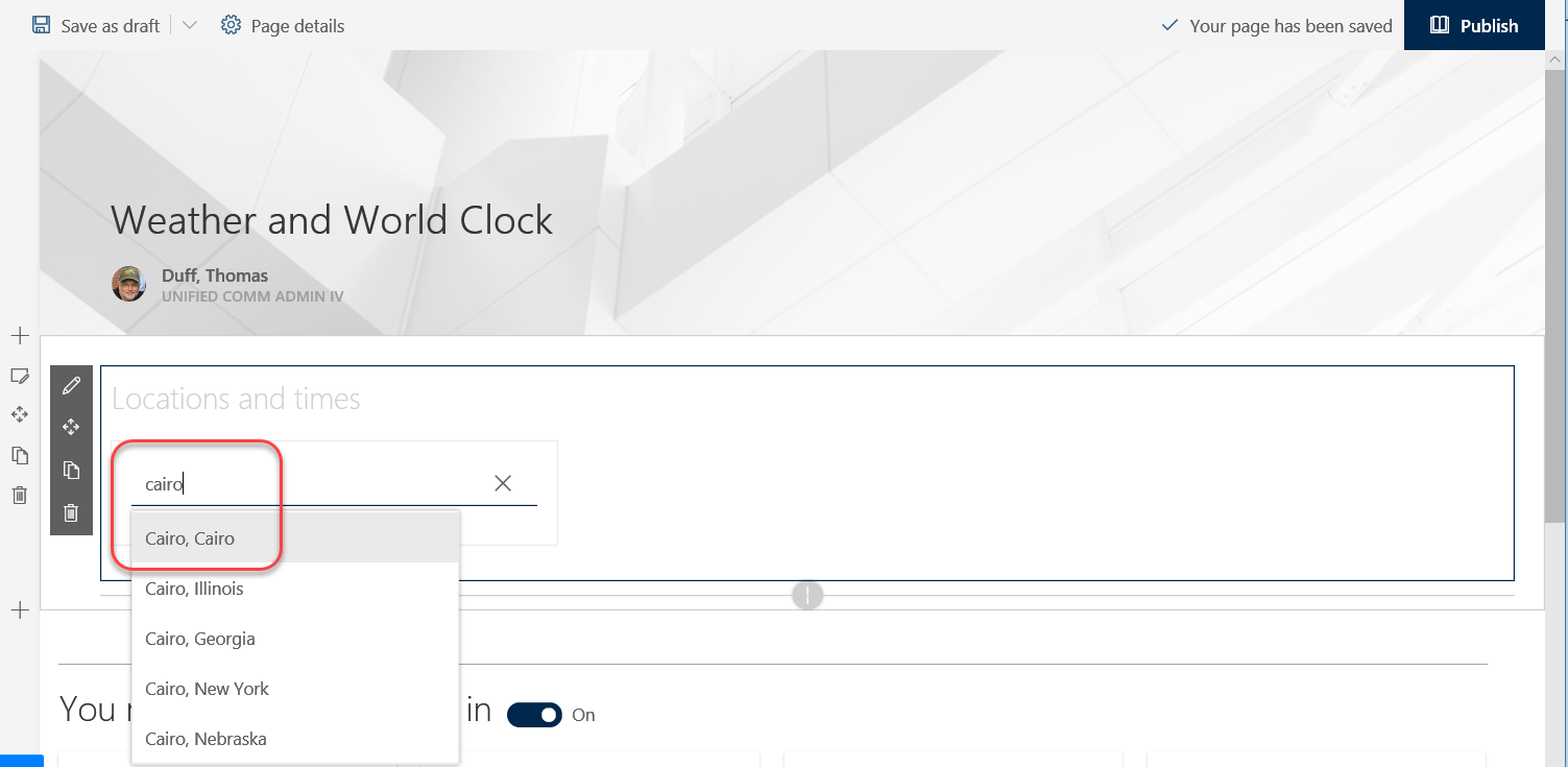 Weather and World Clock web parts on SharePoint Online pages – One ...