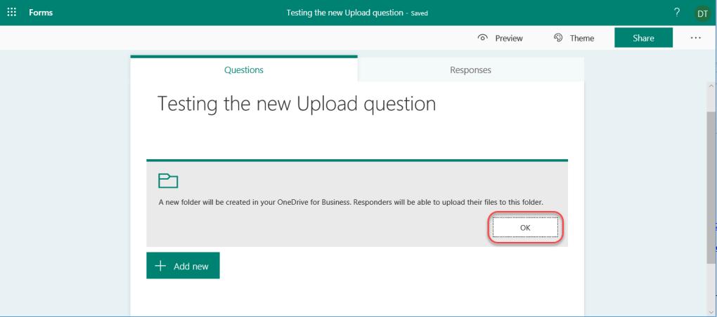 Using the new File Upload question in Microsoft Forms – One Minute ...