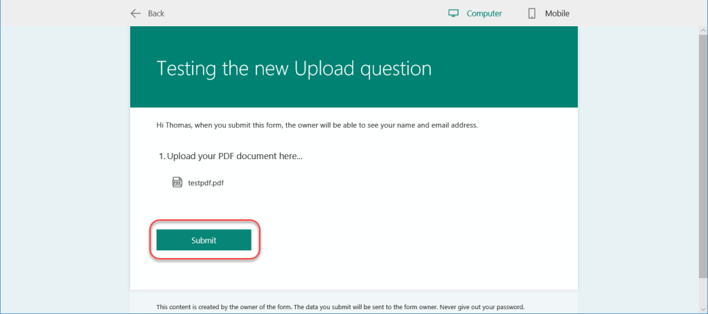 Using the new File Upload question in Microsoft Forms – One Minute ...