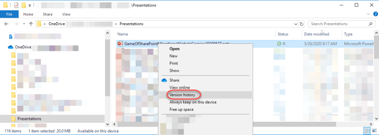 Accessing OneDrive Sync version history in Finder, File Explorer, and ...