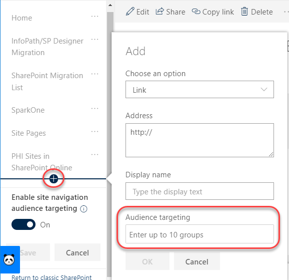 Audience Targeting in SharePoint Online navigation links – One Minute ...