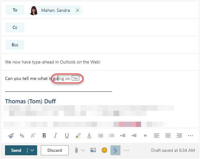 Outlook on the Web now has type-ahead suggestions – One Minute Office Magic